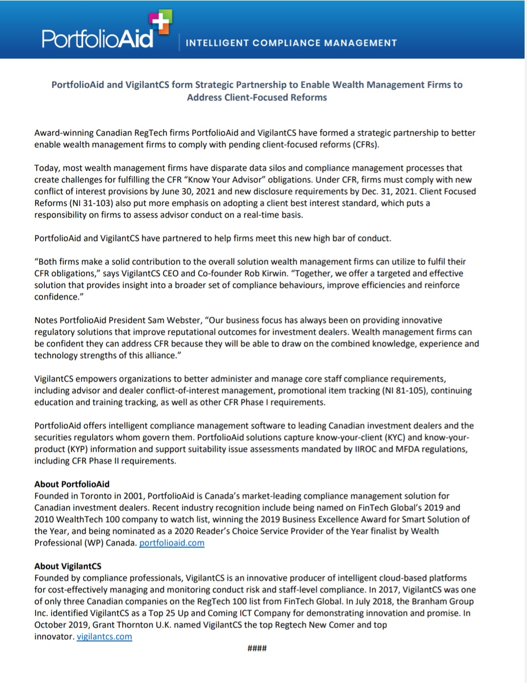 VigilantCS & PortfolioAid collaborate to support wealth management ...